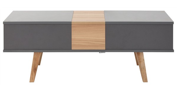 Slate Grey And Oak Modena 3 Shelves Double Lifting Coffee Table