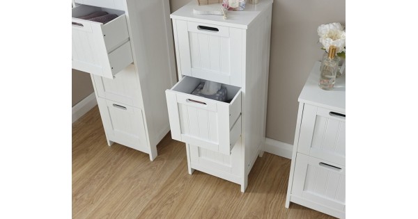 Modern Colonial 3 Drawer Bathroom Slim Chest in White