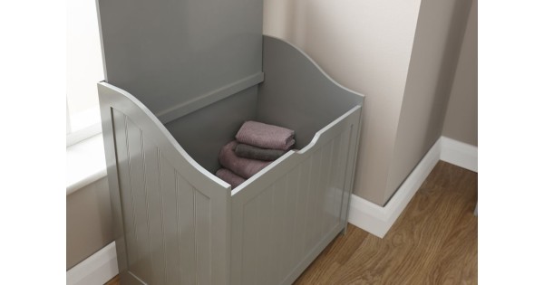 Groove-Effect Colonial Style Grey Deep Hamper Storage Unit