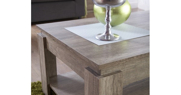 Canyon Grey Oak Living Room Coffee Table with Undershelf