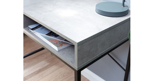 Telford Computer Desk Concrete & Black