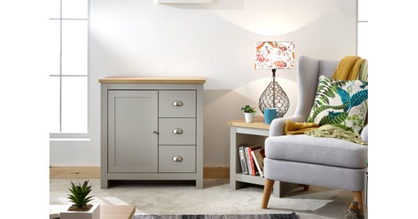 Contemporary Lancaster Grey 3 Drawer 1 Door Multi-Storage Cabinet