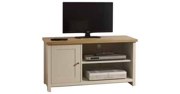 Lancaster 1 Door 2 Shelves Small TV Unit in Cream Living Room