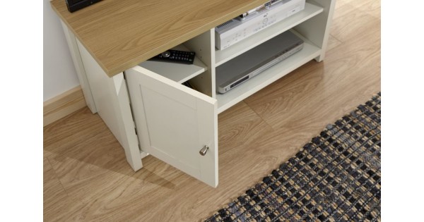 Lancaster 1 Door 2 Shelves Small TV Unit in Cream Living Room
