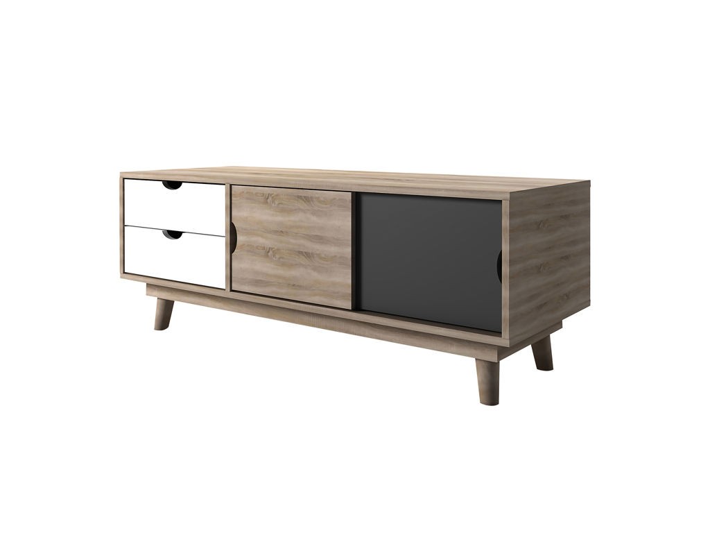 Scandi Oak TV Unit Grey Upto 45"