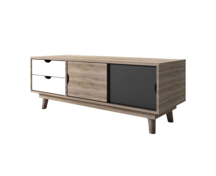 Scandi Oak TV Unit Grey Upto 45"
