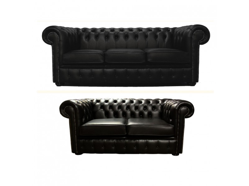 Chesterfield Genuine Leather Three & Two Seater Sofa Suite