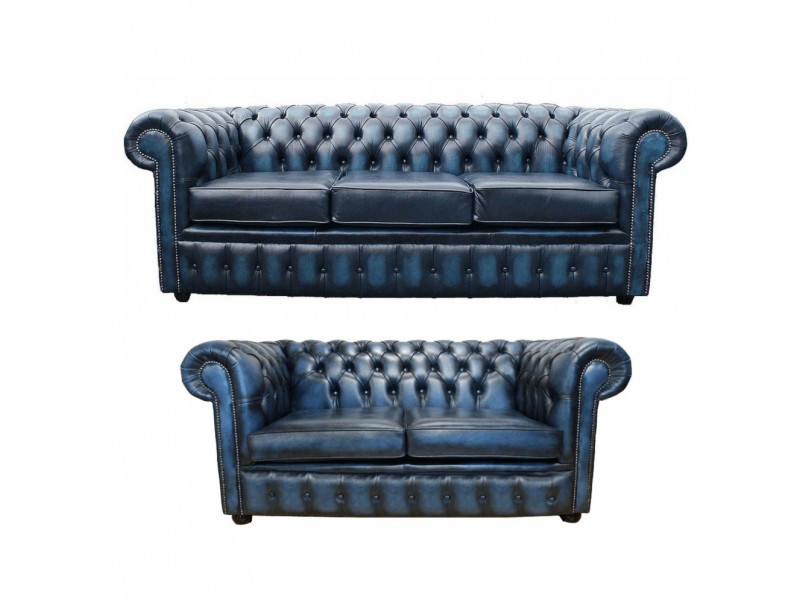 Chesterfield Genuine Leather Three & Two Seater Sofa Suite
